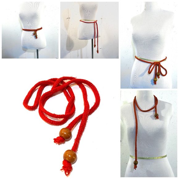 Vintage | Accessories | Vintage Circa 98s Red Cotton Crochet Rope ...